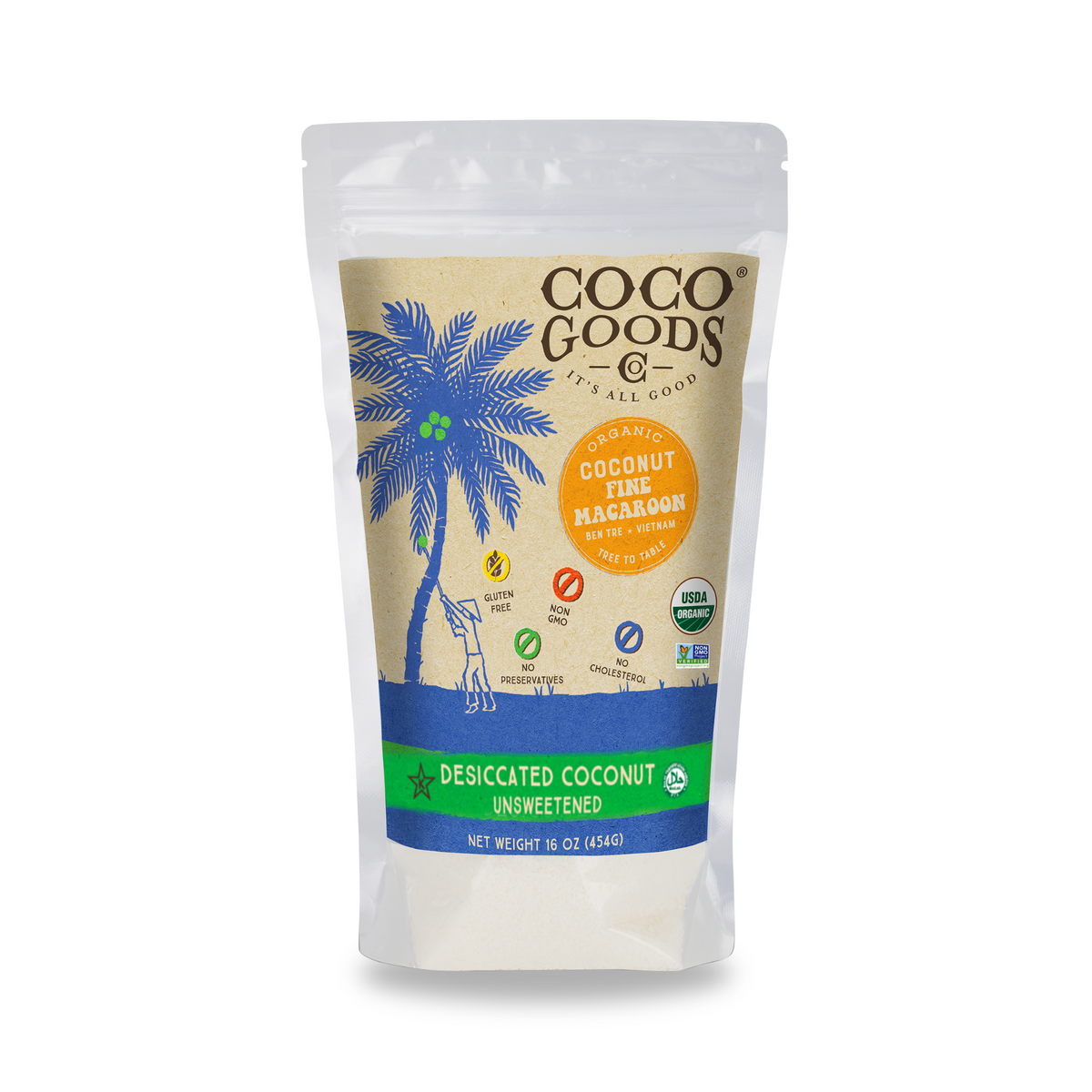 CocoGoodsCo Organic Unsweetened Desiccated Coconut, Fine Grade 16 oz, 2 ...